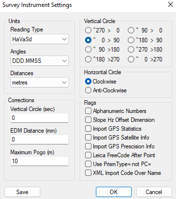 Survey Instrument Settings – AppsinCadd